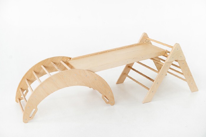 Montessori SET LEZECKÁ ARCHA + PIKLEROV TROJUHOLNÍK prírodné drevo